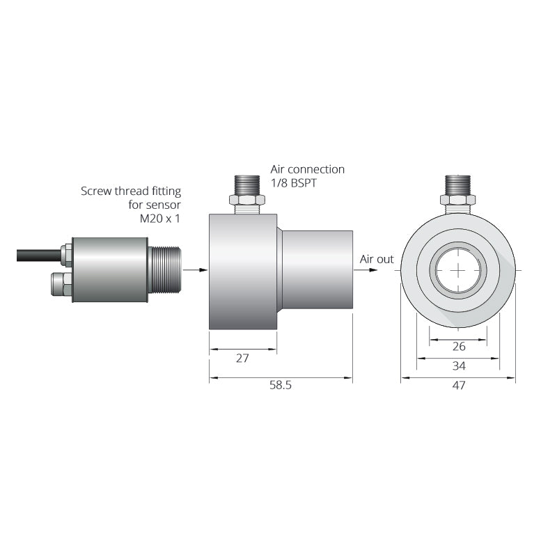 Air Purge Collar for Calex PyroUSB Infrared Temperature Sensors